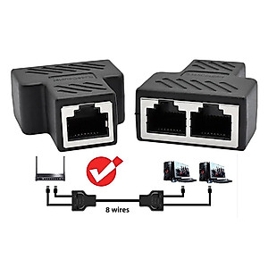 ChenYang RJ45 Splitter Adapter Cat6 RJ45 8P8C Socket 1 to 2 Ethernet Network LAN Ethernet Splitter Connector Adapter