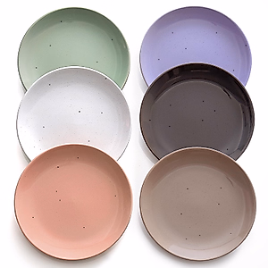 Morandi Dessert Plates, 7.5 inch Porcelain Round Salad Plates, Appetizer Plates, Cute Decorative Porcelain Dinnerware for Kitchen, Small Plates Serving Dishes Set of 6, Dishwasher Oven Microwave Safe