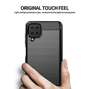 Samsung A12 Case,Galaxy A12 Case,with HD Screen Protector,Shock-Absorption Flexible TPU Bumper Cove Soft Rubber Protective Case for Samsung Galaxy A12 (Black Brushed TPU)