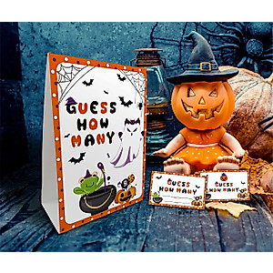 Halloween Bridal Shower Game Sign and Card, Halloween Guess How Many Party Game Set, 1 Sign With 50 Guess Tickets –LK-014