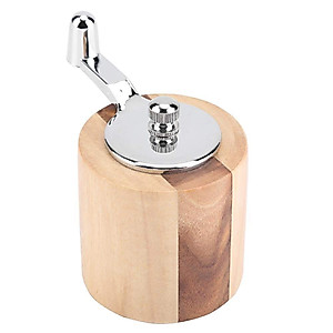 Wooden Pepper Grinder, Manual Peppercorn Spices Mill 2.56 * 3.15 Inch Wood Stainless Steel Ceramic Grinding Chili Herbs Crusher Tool with Long Crank