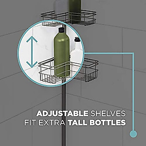 Zenna Home 2130NN Shower Tension Pole Caddy, Satin Nickel