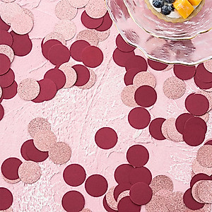 Glitter Paper Confetti Table Decoration for Engagement Bridal Shower Baby Birthday Wedding Party,1.2 inch in Diameter(Rose Gold Glitter,Burgundy,200pc)
