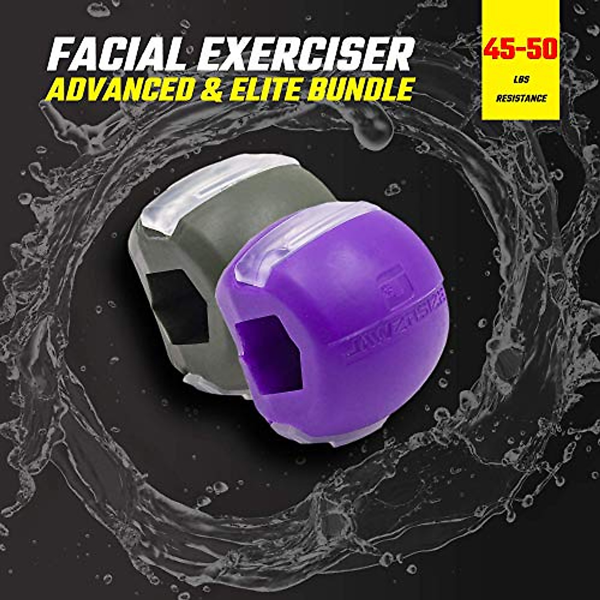 Jawzrsize Pop N Go and Custom Fit Jaw Enhancer Bundles- Jaw, Face, and Neck Exerciser and Toner (Custom Fit Advanced & Elite Bundle, Purple & Green)