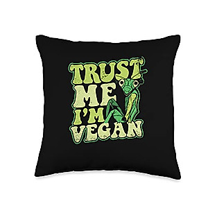 Praying Mantis Gifts & Accessories Trust Me I'm Vegan-Insects Entomology Praying Mantis Throw Pillow, 16x16, Multicolor