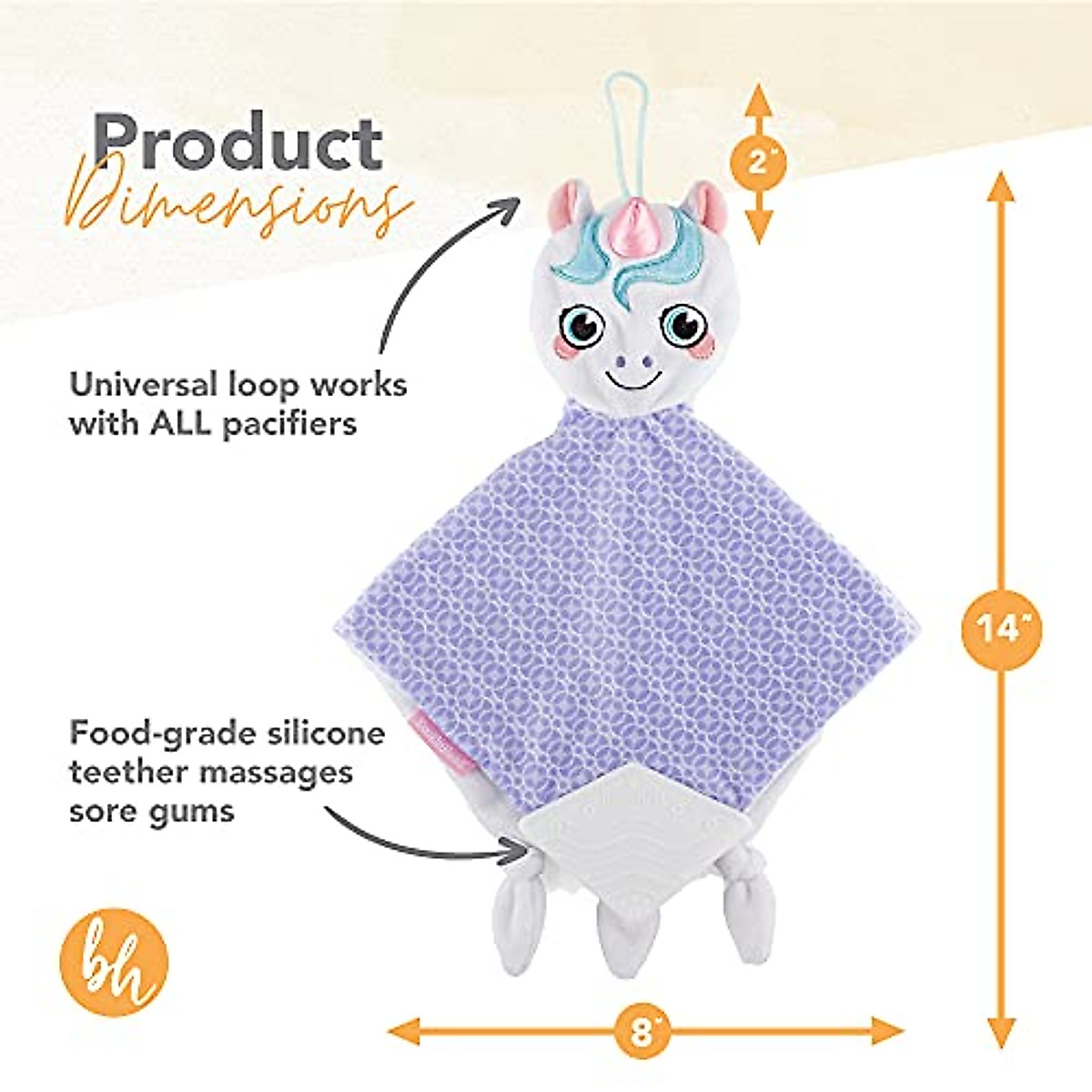 BooginHead Pacifier Holder Stuffed Animal Pacifier Lovey with Baby Teether, Bunny