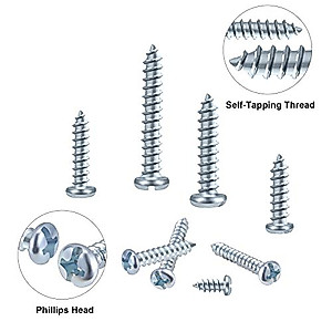 FARRAY Wood Screws, 224pcs Wood Screws Assortment Kit, Galvanized Carbon Steel Phillips Screw Set, Round Head Screws, Assorted Screws, Assorted Wood Screws, Screw Set Assortment, Self Tapping Screws