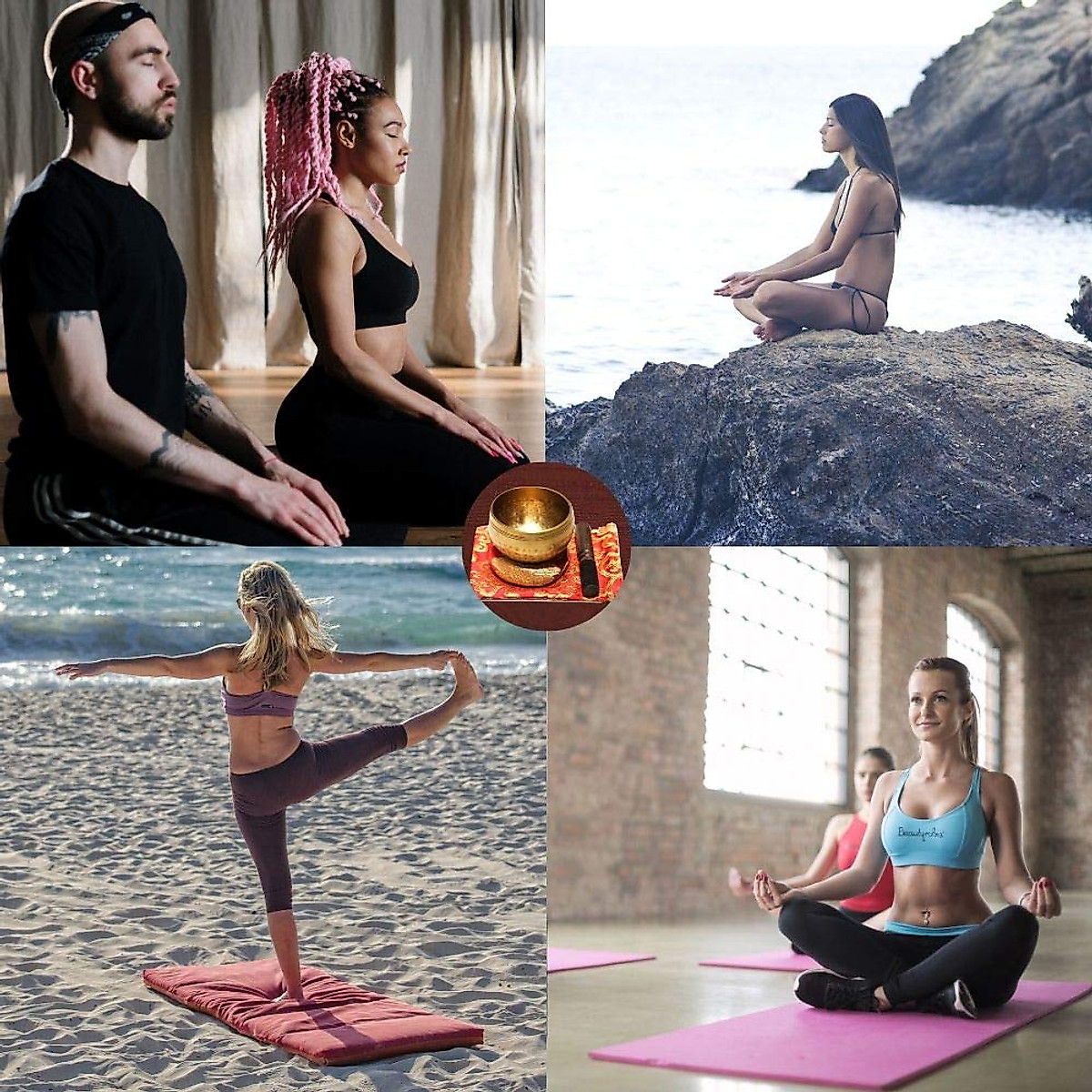 Andos Tibetan Singing Bowl Set Handcrafted in Nepal /Meditation Sound Bowl Set Helpful for Yoga Meditation Prayer Zen Chakra Healing Relaxation Therapy Mindfulness/Yoga Accessories/Bonus Gift Included