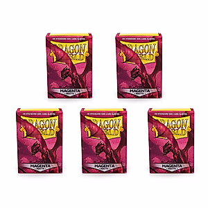 5 Packs Dragon Shield Matte Magenta Standard Size 100 ct Card Sleeves Value Bundle!