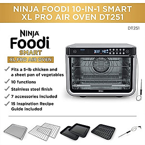 Ninja DT2550 Foodi 10-in-1 Smart XL Air Fry Oven (Renewed) Bundle with Deco Chef Pair of Red Heat Resistant Oven Mitt and Cuisinart Advantage 12-Piece Gray Knife Set with Blade Guards
