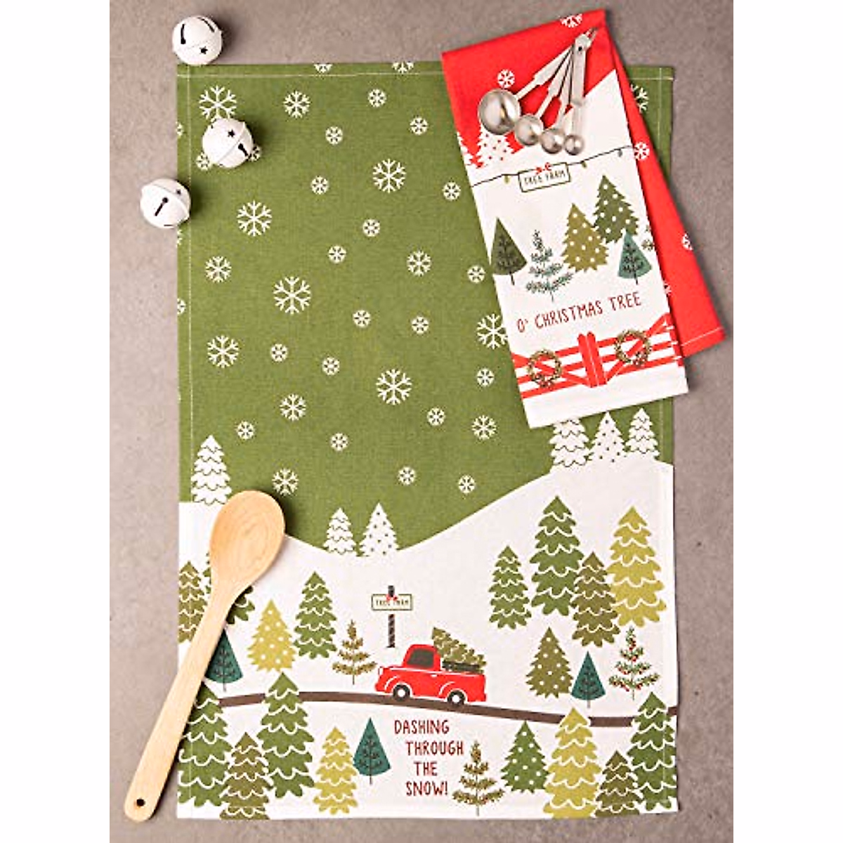 DII Holiday Kitchen Towel Set, Christmas Tea Towels for Baking, Cooking & Entertaining 18x28, Tree Farm, 2 Piece