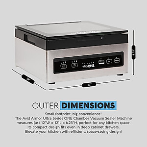 Avid Armor - Chamber Vacuum Sealer Machine USV1 Ultra SeriesONE, Food Sealer for Wet Foods, Meat Sealers, Packing Machine, Compact Vacuum Chamber Sealer with 10-Inch Vacuum Sealer Bar
