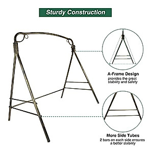 RedSwing Metal Porch Swing Stand, Heavy Duty Steel Swing Frame for Outdoor Garden Yard, 330lbs Weight Capacity, Antique Bronze Finish
