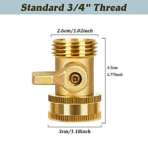 SHOWNEW Heavy Duty Brass Shut Off Valve, 3/4 Inch Solid Brass Garden Hose Valve Water Hose Shut Off Valves, 2 Packs