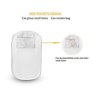 Coldinair Strawberry Floral Pink Mesh Pop Up Laundry Hamper,Foldable Collapsible Laundry Dirty Clothes Basket for Home,Dorm,Apartment or Travel