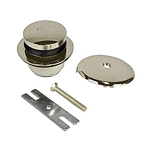 DANCO Universal Bath Tub Touch-Toe Push Button Bath Drain Trim Kit with Overflow Plate, Brushed Nickel, 1-Pack (89237) , 2.75 x 2.75 (W x H) inches