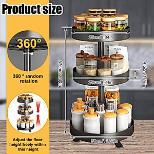 Lazy Storage Rack, 3 Tier Metal Steel Rotating Spice Rack Metal Steel Rotating Spice Rack with Turntable for Kitchen Pantry Cupboard Table, 10" Black