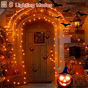 Ollny Halloween Lights Outdoor Indoor, 60 FT 180 LED Halloween Decorations Lights Orange, Waterproof String Fairy Lights Plug in, 8 Modes and Timer Light for Party, Yard, Door, Christmas, Home Decor