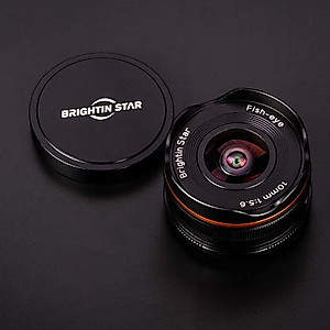 Brightin Star 10mm F5.6 Fisheye Manual Focus Prime Lens for Canon EOS-M Mount Mirrorless Cameras, APS-C Ultra-Wide Angle Fixed Lens, Fit for M6, M50, M5, M3, M200, M10, M100, M, M2 (Black)
