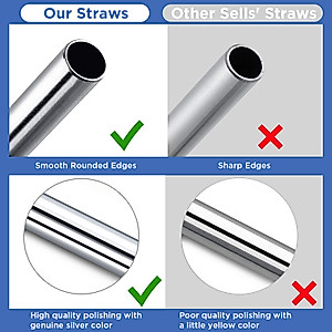 6 Pack Stainless Steel Metal Straws Replacement for Stanley Cup 40 oz Stanley Tumbler Accessories Straws, 0.38'' Wide 12'' Long Reusable Straws with 1 Cleaning Brush, 3 Straight 3 Bent Metal Straws