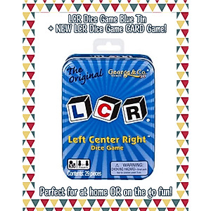 George & Company LCR Left Right Center Dice Game Prime 2-Pack Bundle | Original LCR Left Center Right Dice Game (Blue Tin) + New LCR Card Game | George and Company Left Center Right Game