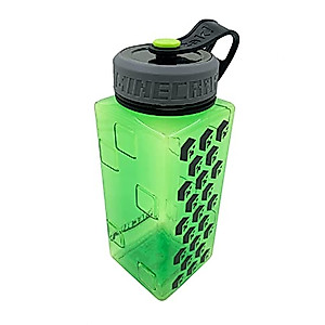 Minecraft Tritan Gaming Water Bottle | Unisex | Durable | Portable | Spill Proof | Kids | Adults | School | Office | Sports | Green | 1 Litre BPA Free, Reusable, Proof-36 oz, One Size, Multicolor