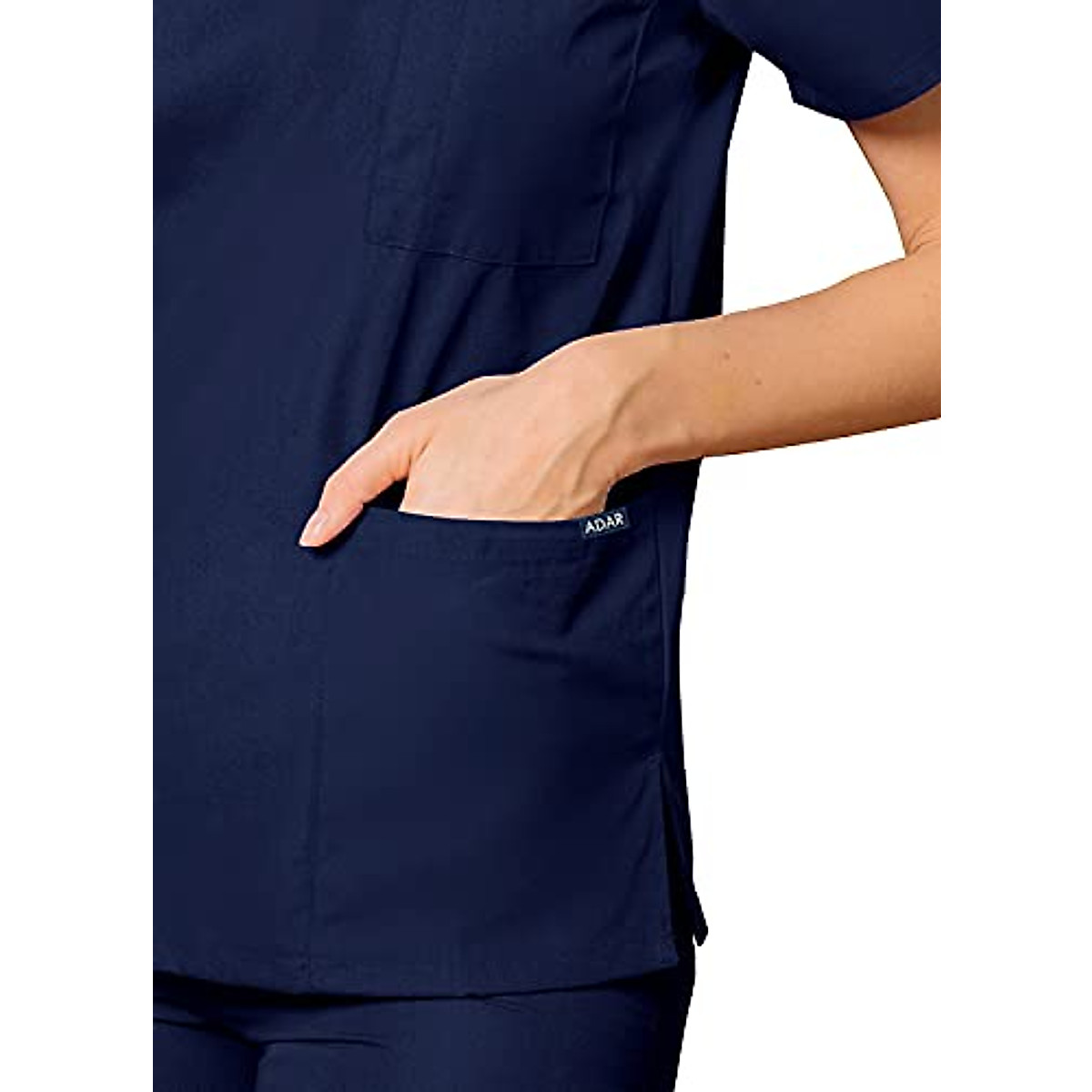 Adar Universal Unisex Scrubs - V-Neck Tunic Scrub Top - 601 - Navy - L