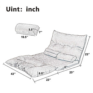 Harper & Bright Designs Lazy Sofa Adjustable Folding Futon Sofa Video Gaming Sofa with Two Pillows