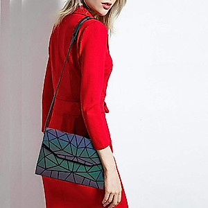 GOWETION Unique Geometric Luminous Purse Handbags For Women Holographic Wallet Girl Crossbody Shoulder Bag Clutch Reflective Messenger Bags Color Changing Purse (colorful1)