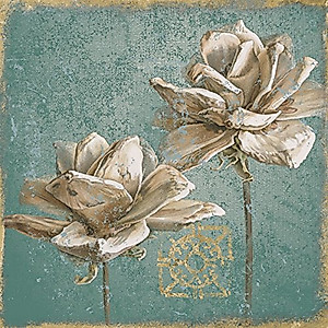 Gango Home Decor Contemporary Seed Pod I & II no Words Turquoise by Beth Grove (Ready to Hang); Two 12x12in Distressed Framed Prints