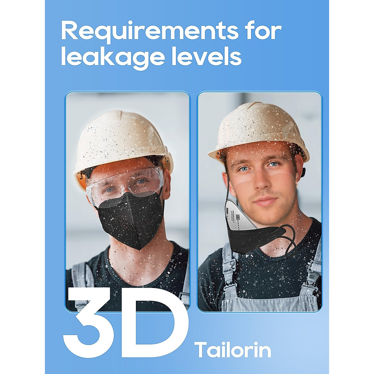 Funight KN95 Face Masks for Adults 50 Pack, 5 Layer Black Disposable Dust Face Mask,Filter Efficiency≥95% Safety Breathable Mask