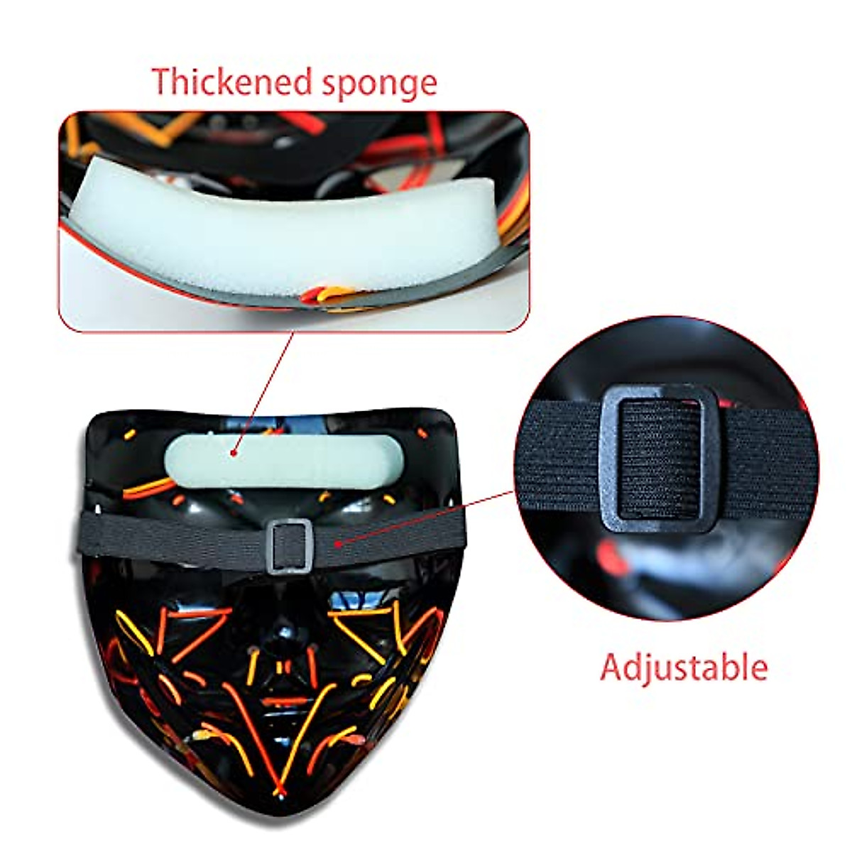 Stegosaurus Halloween LED Mask, LED Light up Mask Scary Mask for Halloween Festival Party, 2 colors Mask with 3 Light Modes