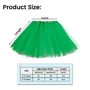 4 Layered Ballet Skirts for Girls Birthday Party Tutu Skirt w/Hairbow Girls Tutu Skirt Toddler Tulle Skirt, Dark Green Tutu, 2-5 Years
