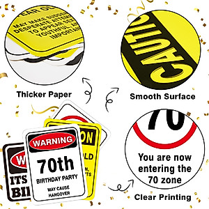 WERNNSAI 70th Birthday Decorations - 9 PCs 70s Old Zone Party Decorations, Funny Yard Banner for Grandma Grandpa, Table Centerpieces Door Wall Windows Signs Photo Booth Props for Men Women, Happy Bday Decor