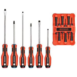 BLACK+DECKER Magnetic Screwdriver Set, Phillips, Flat Head, and Precision Screwdrivers, 12-Piece (BDHT65002)