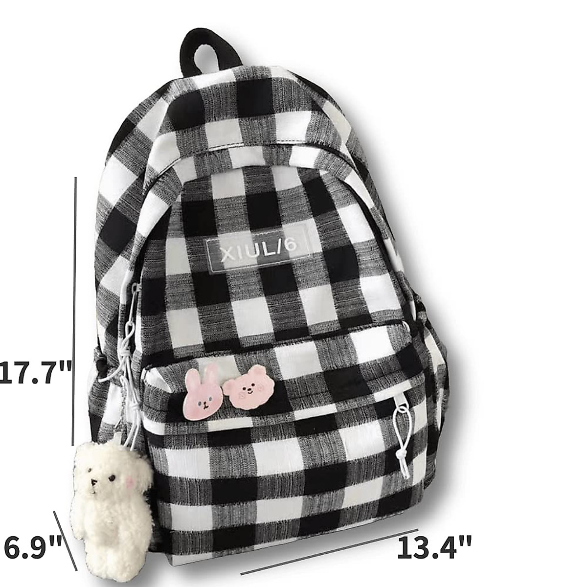 School Backpack for Girls,Cute Backpacks for Teen Girls with Pendent,Outdoor backpack,Book Bag,Purple Backpack (black)