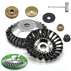 Darohz 8 Inch Weed Wacker Attachments Heads,Steel Wire Rotary Brush Cutter Trimmer Head Weed Blade, Universal Adapter Kits,Lightweight Gardening Lawnmower, Moss Grass Rust Removal