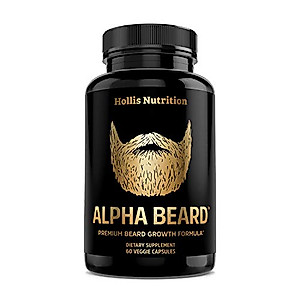 ALPHA BEARD Growth Vitamins | Biotin 10K MCG, OptiMSM®, goMCT®, BioPerine®, Collagen | Beard and Hair Growth Supplement for Men | Regrow Stronger, Thicker, Healthier Facial Hair - For All Hair Types