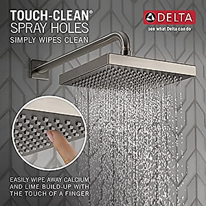 Delta Faucet Single-Spray Rain Shower Head Brushed Nickel, Rainfall Shower Head, Square Shower Head, Brushed Nickel Rainfall Shower Head, Delta Rain Shower Metal Shower Head, Stainless RP50841-SS