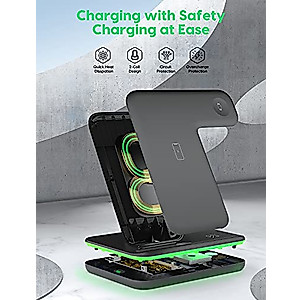 Wireless Charging Station, 2023 Upgraded 3 in 1 Wireless Charger Stand with Breathing Indicator Compatible with iPhone 14/13/12/11 Pro/XS, AirPods 3/2/1/pro 2, iWatch Series 8/7/6/5/4/3,Samsung Phones