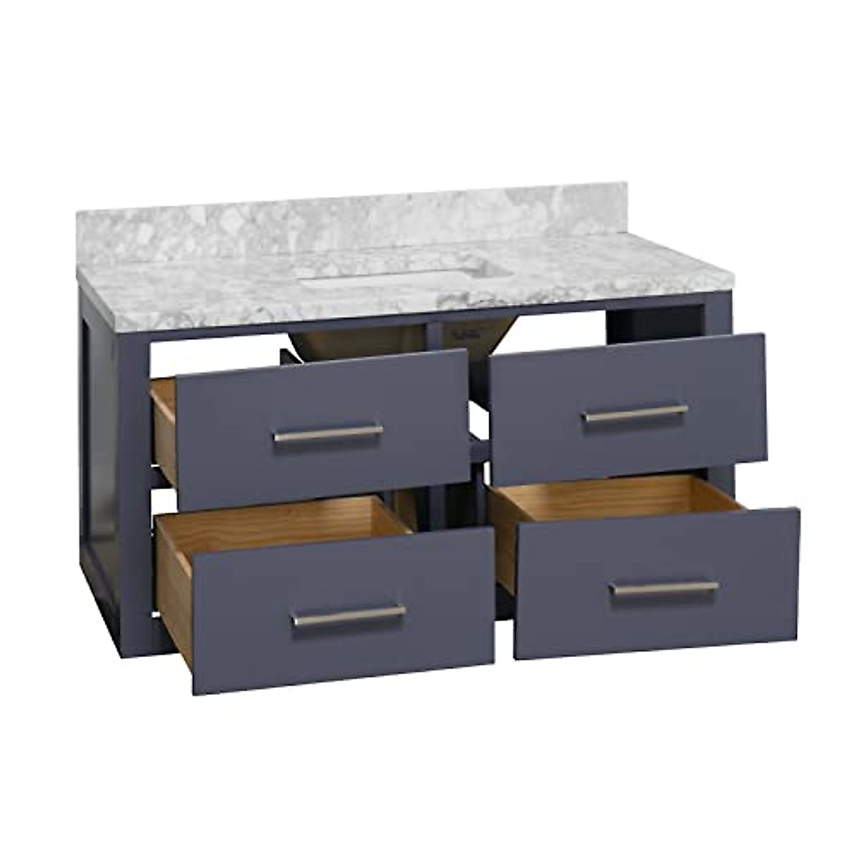 Kitchen Bath Collection Helsinki 48-inch Floating Bathroom Vanity (Carrara/Marine Gray): Includes Marine Gray Cabinet with Carrara Countertop and White Ceramic Sink