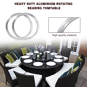 24 Inch Aluminum Lazy Susan Bearing Turntable Ring Heavy Duty Swivel Base Rotating Turntable Hardware for Kitchen Round Dining Table