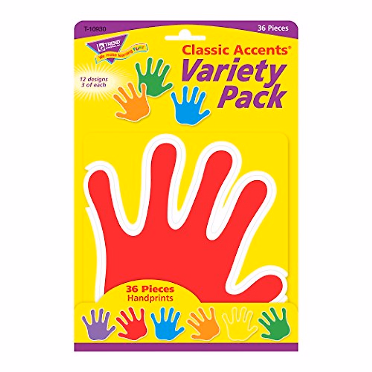Trend Enterprises Handprints Classic Accents® Variety Pack, Pack of 36 (T-10930)