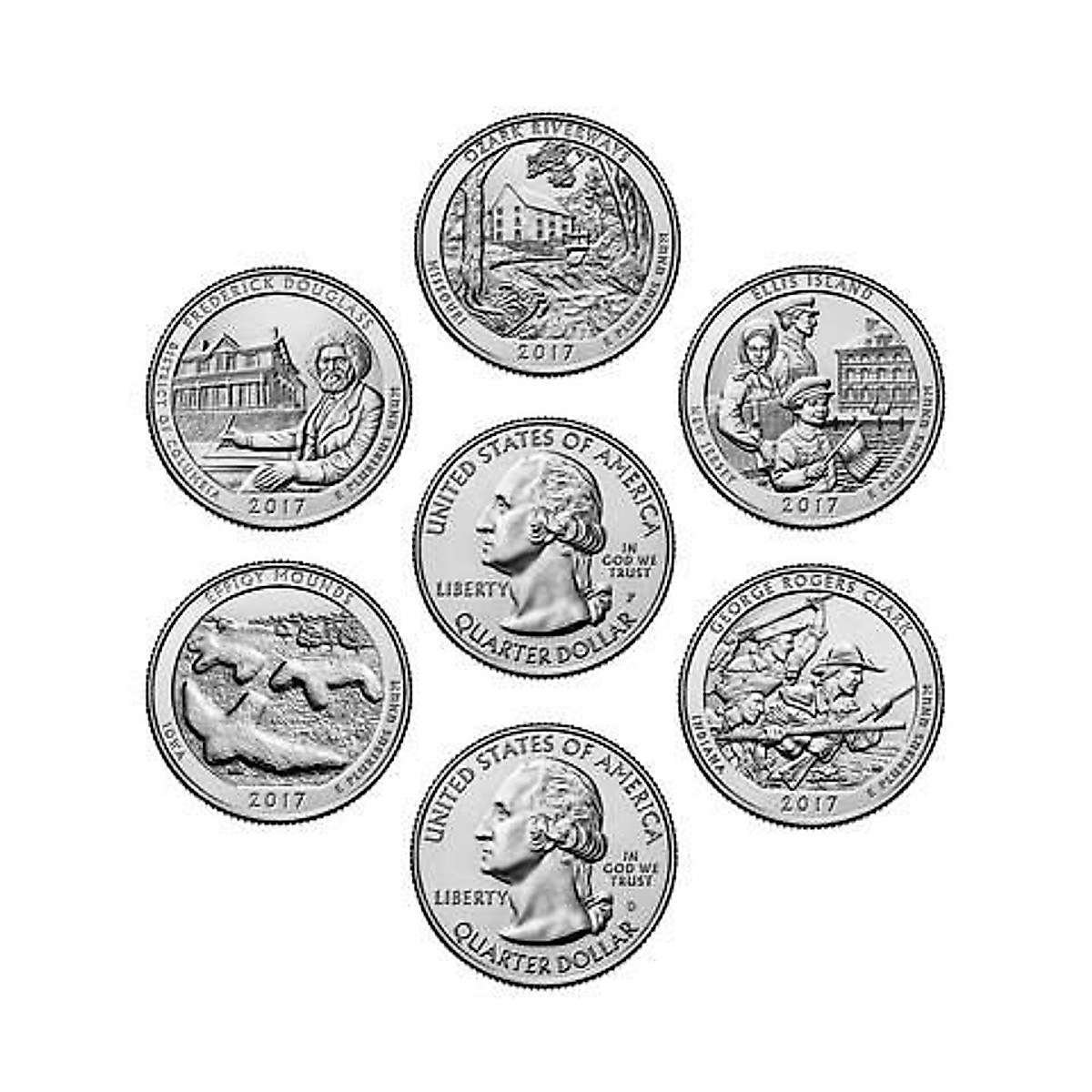 2017 Various Mint Marks america the beautiful 2017 ATB National Park Quarters Both P,D 10 Coin Set sealed in Mint Package Brilliant Uncirculated