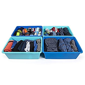 Humble Crew Large Plastic Storage Bins, Set of 4, Navy/Teal