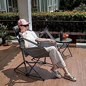 TIMBER RIDGE Hammock Camping Chair with Adjustable Backrest, Heavy Duty Folding Hammock Chair Supports 300lbs, Portable Hammock Chair for Camping, Travelling and Patio, Grey