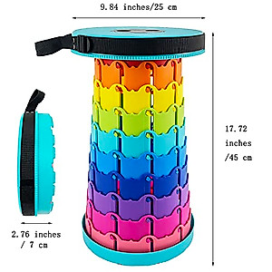 Lightweight Folding Stool Upgraded Collapsible Stool, Retractable Stool with Load Capacity 400lbs, Portable Telescopic Stool for Fishing Hiking Camping Travel and BBQ