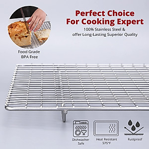 Prestige Baking Cooling Rack 11.5 x 16.5 in Cookware. Air Frying, Baking & Cooking. BPA free, food grade & thick. 100% stainless steel. Chef, professional cook approved.