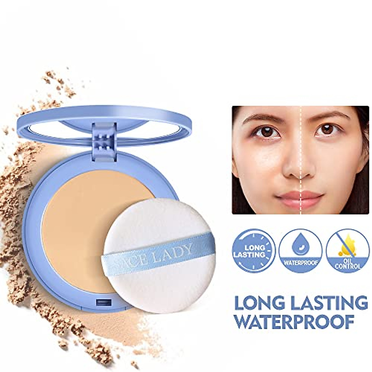 Oil Control Face Pressed Powder,Matte Smooth Setting Powder Makeup,Waterproof Long Lasting Finishing Powder,Cruelty Free Lightweight Face Cosmetics,Shine Control,Vegan Friendly,0.28Oz(NATURAL BEIGE)