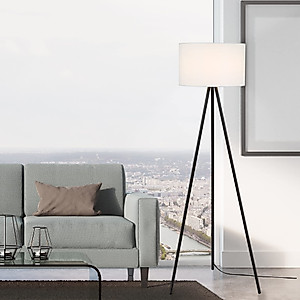 Catalina 19973-000 Mid-Century Modern Tripod Floor Lamp, 61.25", Black Classic